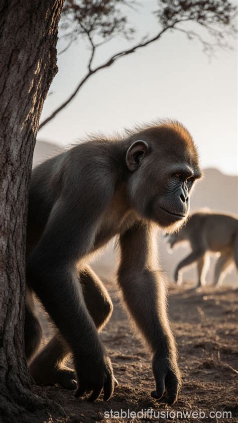 Australopithecus And Saber Tooth In Tension Stable Diffusion Online