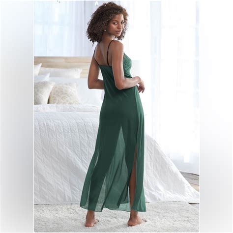 Intimates And Sleepwear Emerald Green Sexy Sheer Womens Nightgown