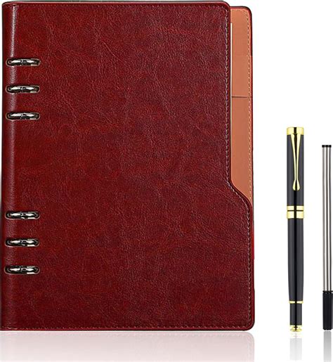 Update A5 Refillable Leather Notebook For Writing 6 Ring Binder Leather Journal