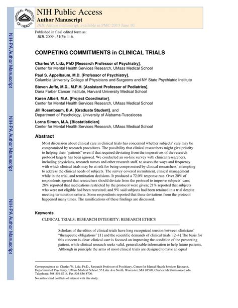 Pdf Competing Commitments In Clinical Trials