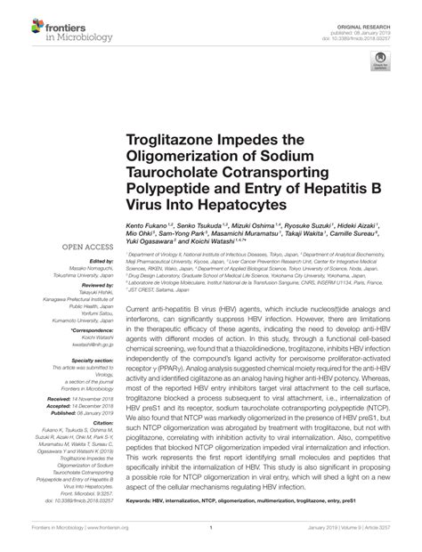 Pdf Troglitazone Impedes The Oligomerization Of Sodium Taurocholate Cotransporting Polypeptide