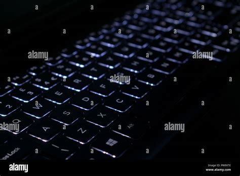Laptop Keyboard Illuminated Back Lit Close Up Stock Photo Alamy