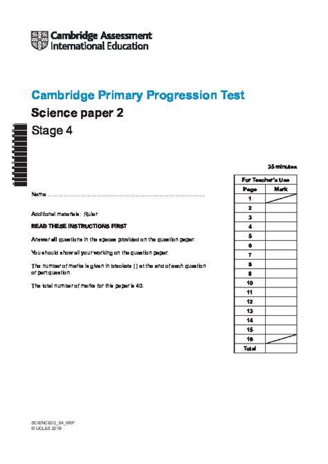 2018 Cambridge Primary Progression Test Science Stage 4 Qp Paper 2 Tcm142 430095 Pdfcoffeecom