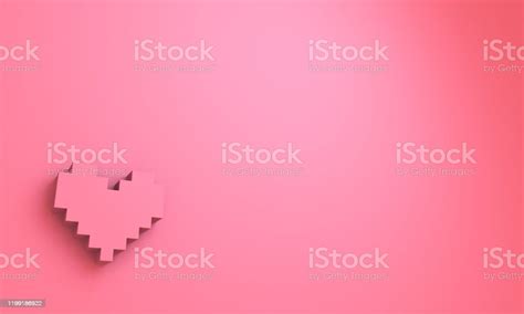 3d 핑크 픽셀 심장 모양 벽지 배경 화면 0명에 대한 스톡 사진 및 기타 이미지 0명 3차원 형태 개념 Istock