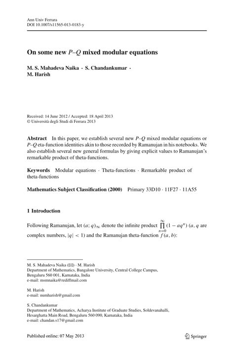 Pdf On Some New P Q Mixed Modular Equations