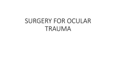 Post Traumatic Glaucoma Secondary Glaucoma Ppt