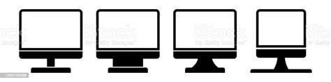 컴퓨터 모니터 아이콘이 설정되었습니다 디자인 앱 및 웹 사이트를 위한 현대적인 아이콘 흰색 배경에 분리된 벡터 그림입니다 Brand Name Video Game에 대한 스톡