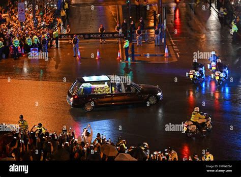 The Hearse Carrying The Coffin Of Queen Elizabeth Ii Passes Wellington