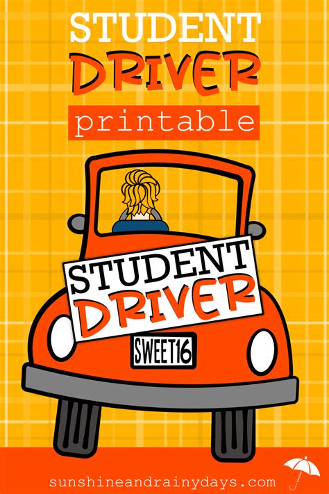 Free Printable Student Driver Sign Printable Word Searches