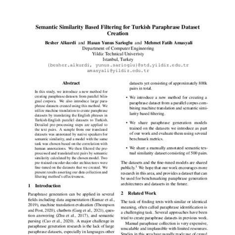 Semantic Similarity Based Filtering For Turkish Paraphrase Dataset