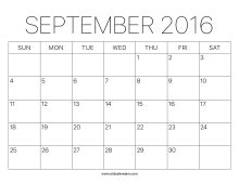 September 2016 Calendar Printable Old Calendars