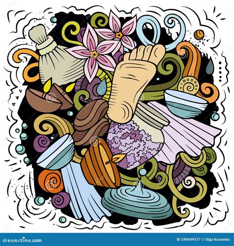 Massage Hand Drawn Vector Doodles Illustration Spa Salon Poster Design