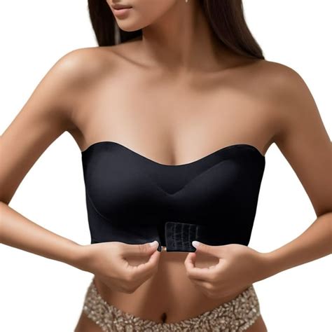 Sehao Women Lingerie Strapless Front Buckle Lift Bra Wire Slip Push Up