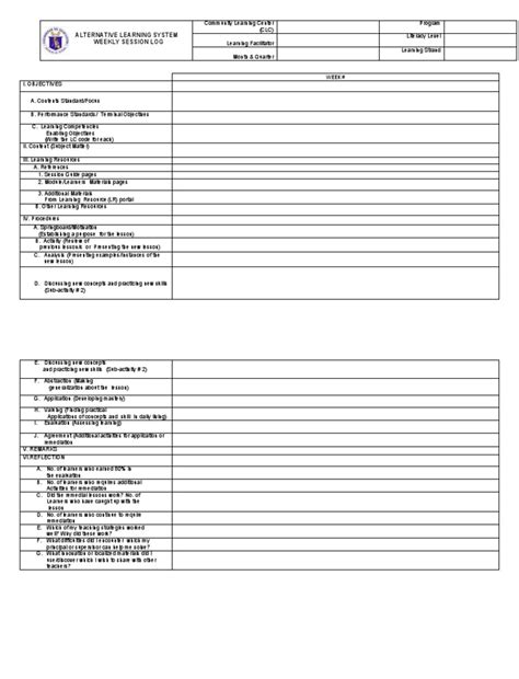Alternative Learning System Weekly Sessi Pdf Learning Teachers