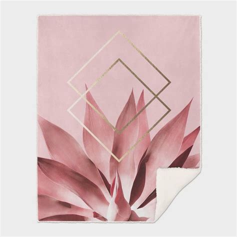 Solar Blush Agave With Geometry Throw Blanket By Dominique Vari