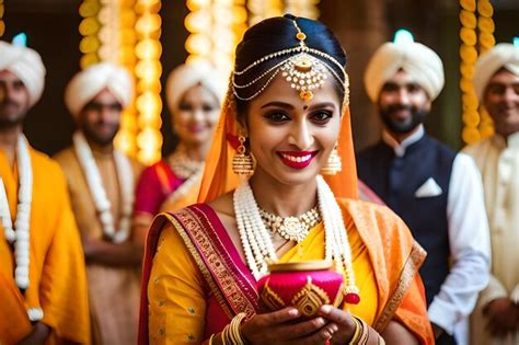 Premium Photo A Woman In A Sari Holds A Small Cup Of Tea