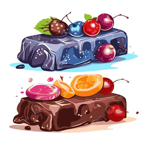Candy Bar Vector Sticker Clipart Two Cakes With Fruits On Them And