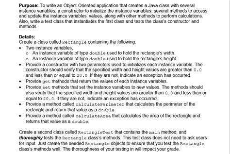 Solved Purpose To Write An Object Oriented Application That