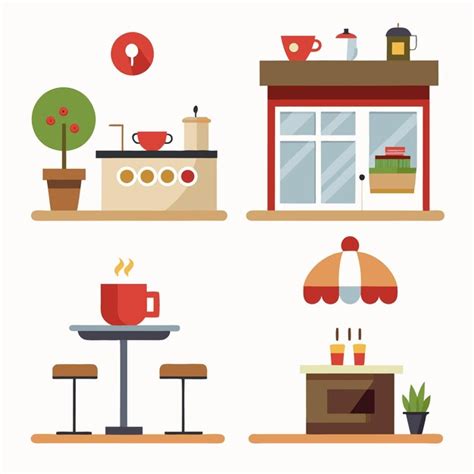 Simple Cafe Set Design Premium Ai Generated Vector