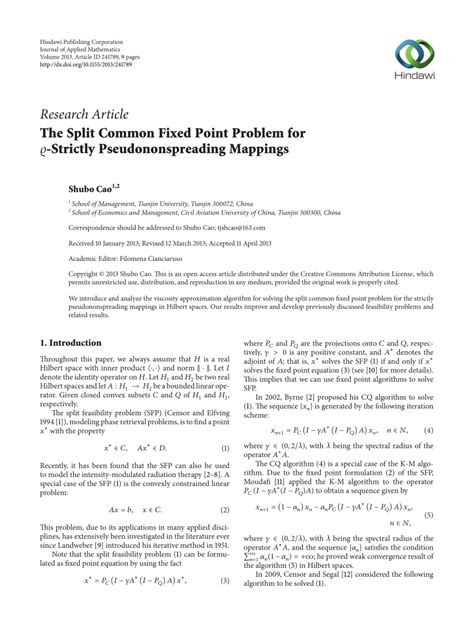 Pdf The Split Common Fixed Point Problem For Strictly