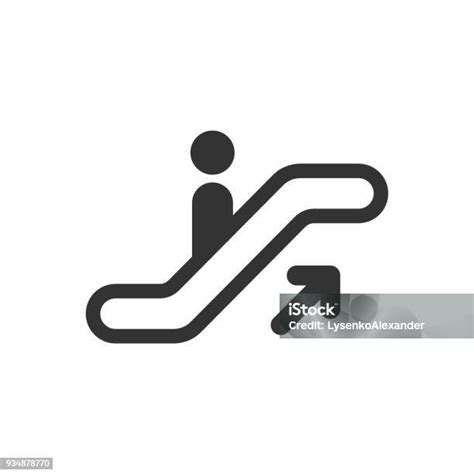 에스컬레이터 엘리베이터 아이콘입니다 벡터 일러스트입니다 비즈니스 개념 에스컬레이터 그림 건물 외관에 대한 스톡 벡터 아트 및 기타 이미지 건물 외관 건설 산업 검은색