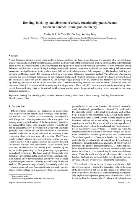 Pdf Bending Buckling And Vibration Of Axially Functionally Graded