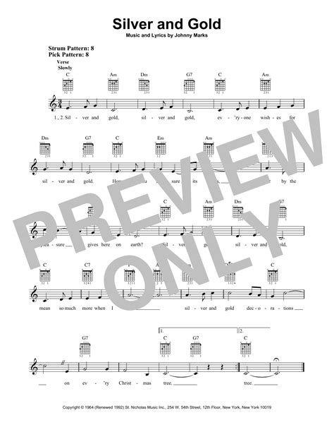Silver And Gold Easy Guitar Print Sheet Music Now