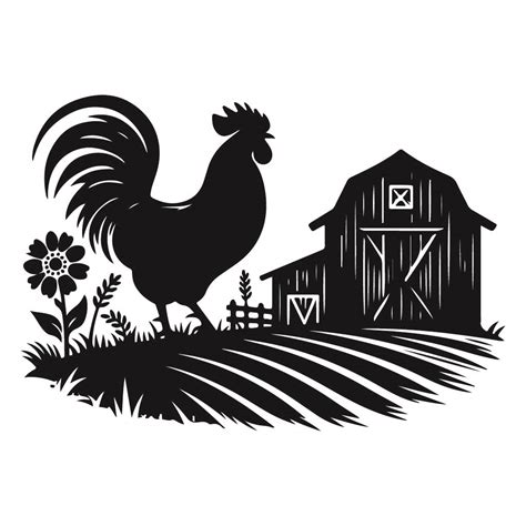 ไฟล์เวกเตอร์ Svg ขาวดำและไก่ชนบทฟรีสำหรับการตัดด้วยเลเซอร์ 2 เครื่องตัดเลเซอร์ K40