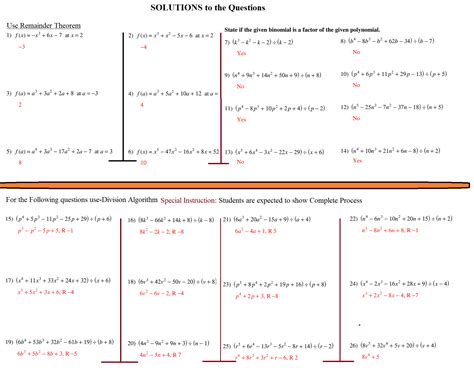 Polynomial Functions Review Solutions International Math Education