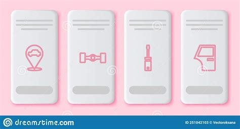 Set Line Location With Car Service Chassis Screwdriver And Car Door White Rectangle Button