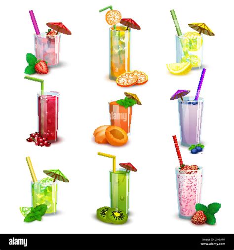 Best Summer Long Glasses Fresh Fruit Cocktail Drinks And Milkshakes