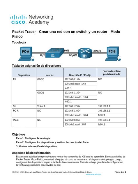 1043 Packet Tracer Build A Switch And Router Network Physical Mode Es