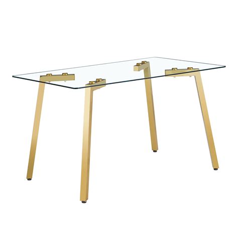 Mercer41 Modern Minimalist Style Rectangular Glass Dining Table With