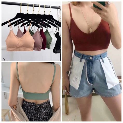 สายเดี่ยว เว้าหลัง Sexy สปอร์ตบรา เสริมฟองน้ำ ผ้านุ่ม ระบายอากาศ เกรดพรีเมี่ยม Shopee Thailand