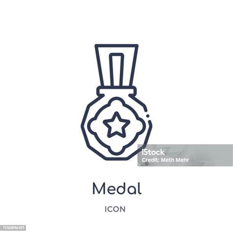 Icône De Médaille Linéaire De Larmée Et La Collection De Contour De