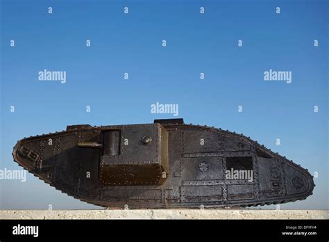Model WWI British Mark V Tank At The Tank Corps Memorial First World War One Monument At