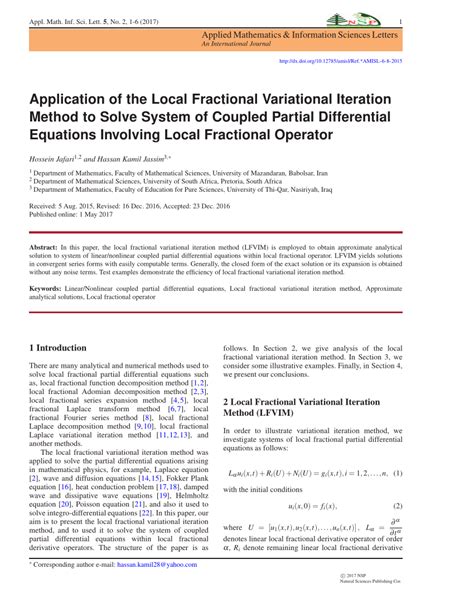 Pdf Application Of The Local Fractional Variational Iteration Method