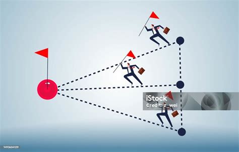 지름길 목표에 성공적으로 도달하는 지름길 빠른 성공의 비결 세 명의 사업가가 서로 다른 경로를 통해 목적지에 도달 개념에 대한