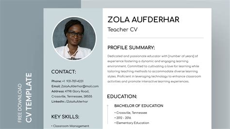 Teacher CV Free Google Docs Template Gdoc Io