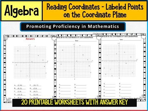 Reading Coordinates Labeled Points On The Coordinate Plane Worksheets