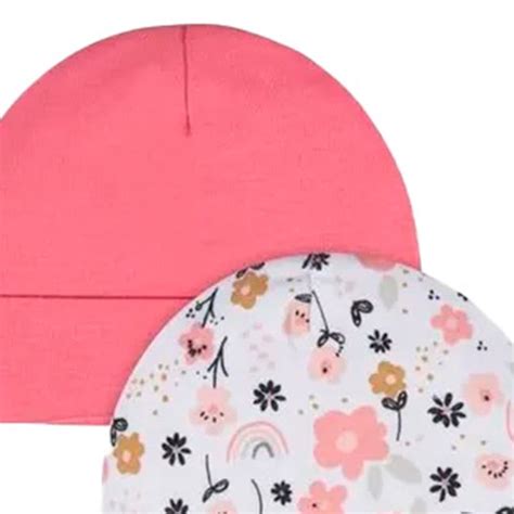Set De 2 Gorros Bicolor Con Estampado De Flores Para Bebé Niña