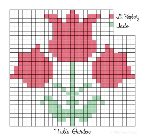 Tulip Garden Afghan Cross Stitch Flowers Crochet Design Pattern Crochet Tapestry