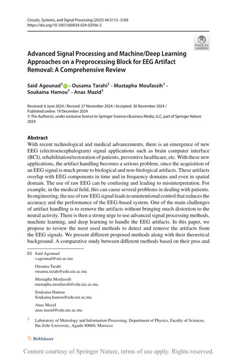 Advanced Signal Processing And Machinedeep Learning Approaches On A Preprocessing Block For Eeg