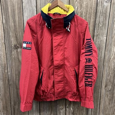 Vintage Tommy Hilfiger Patch Spell Out Sailing Yacht Jacket Red 90s