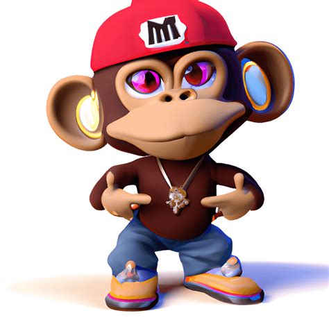 Simpatica Illustrazione A Forma Di Scimmia Divertente In 3d In Stile Hip Hop · Creative Fabrica