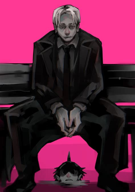 Safebooru 2boys Absurdres Bangs Beam Chainsaw Man Beard Black Coat