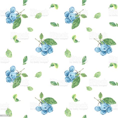 블루 베리 완벽 한 패턴입니다 휴일 결혼식 로고 음식 디자인 스크랩북에 사용하기 위해 식물 스타일로 손으로 그린 흰색 배경에 딸기 블루베리와 나뭇잎이 있는 수채화 분기