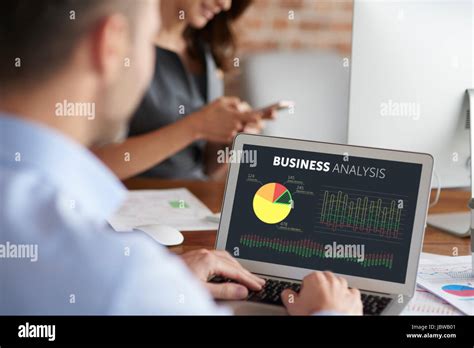 Pie Chart Showed On Laptop Stock Photo Alamy