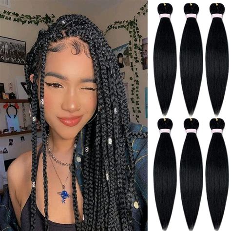 Buy Pre Stretched Braiding Hair Ombre Natural Black Professional Crochet Braiding Hair 30 Inch 6