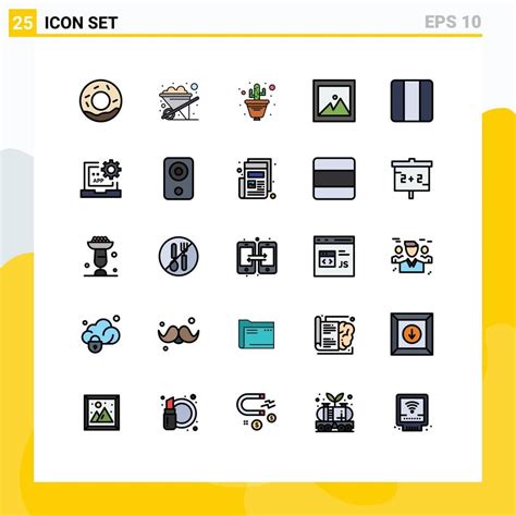 Pack Of 25 Creative Filled Line Flat Colors Of App Horizontal Plant Grid Picture Editable Vector